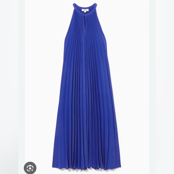 COS | Dresses | Cos Blue Pleated Midi Dress | Poshmark